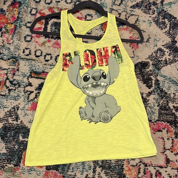 Disney | Shirts & Tops | Disney Neon Yellow Lilo And Stich Aloha Tank ...